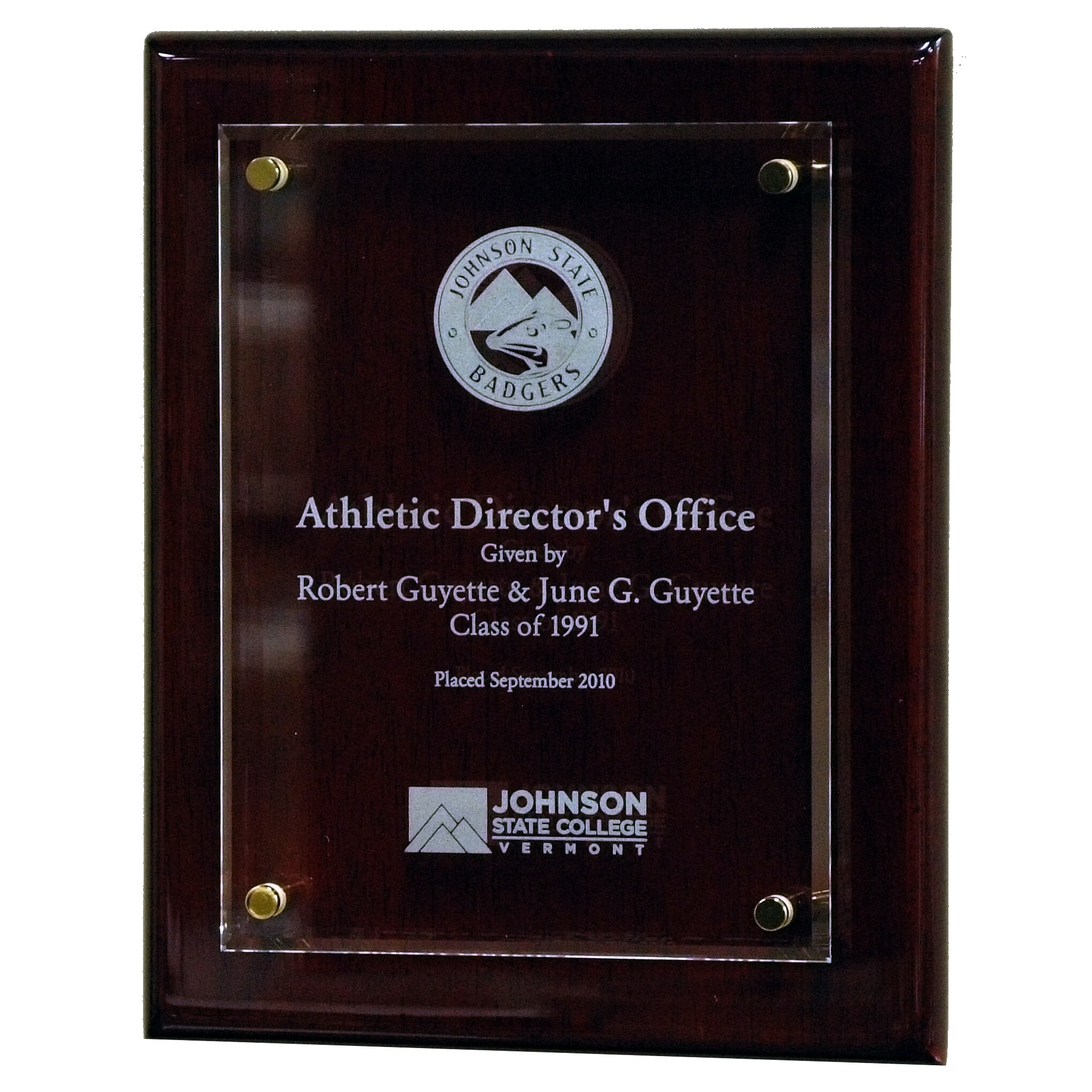 Rosewood Floating Crystal Plaque — Vermont Awards & Engraving